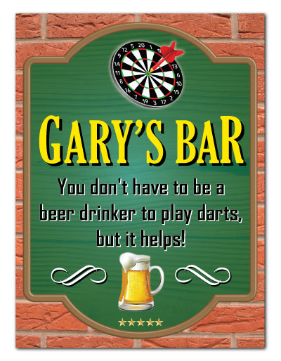 JAF Graphics. Personalised Pub Sign with Beer with Darts Logo