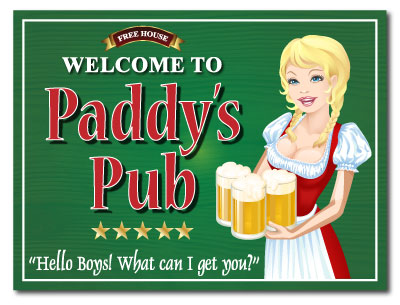 JAF Graphics. Waitress Pub Sign