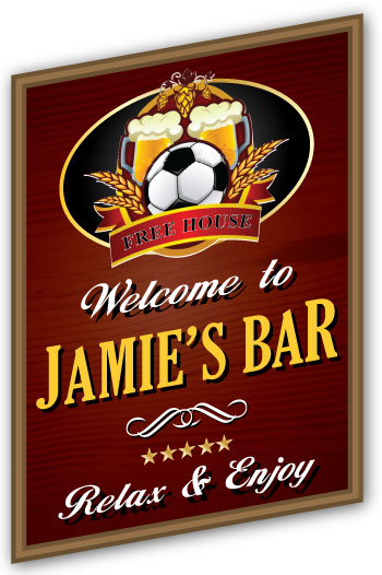 JAF Graphics. Personalised Pub Sign with Beer and Football Logo