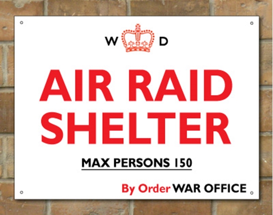 JAF Graphics. WW2 War Office Metal Air Raid Shelter Sign