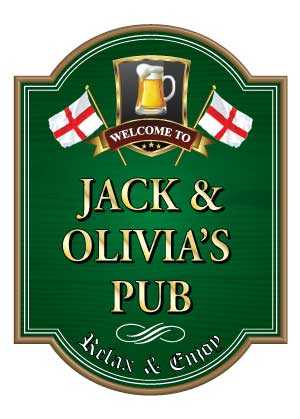 JAF Graphics. Home Bar Sign with English Saint George's Cross Flags