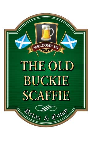 JAF Graphics. Home Bar Sign with Scottish Saint Andrew's Cross Flags