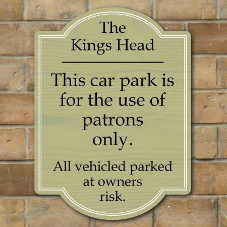 JAF Graphics. Patrons Only Car Park Sign - Portrait