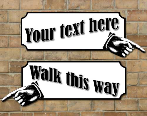 JAF Graphics. Vintage Antique style pointing finger sign