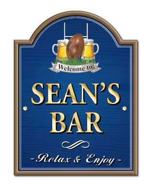 JAF Graphics. Pub Sign with Rugby Ball Logo