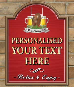 JAF Graphics. Pub Sign with Rugby Ball Logo