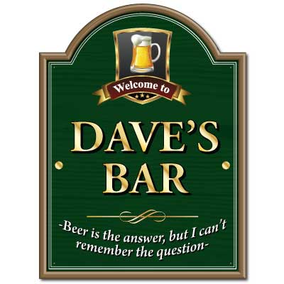JAF Graphics. Beer is the answer Personalised Pub Sign