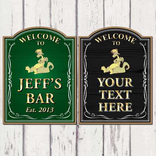 JAF Graphics. Personalised Grumpy Dragon Home Bar sign