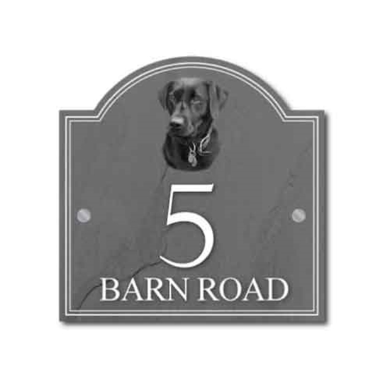 JAF Graphics. Black Labrador Dog House Number sign