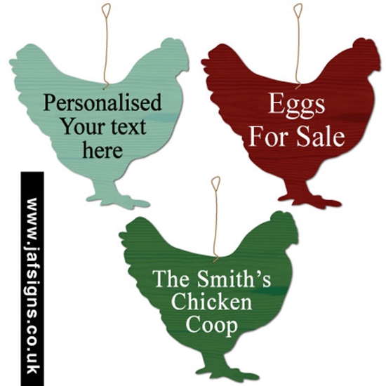 JAF Graphics. Personalised Chicken Shaped Plaque Sign