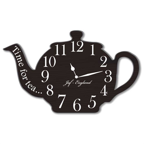 JAF Graphics. Vintage Teapot Clock, Teapot Shaped Wall Clock, Wooden ...