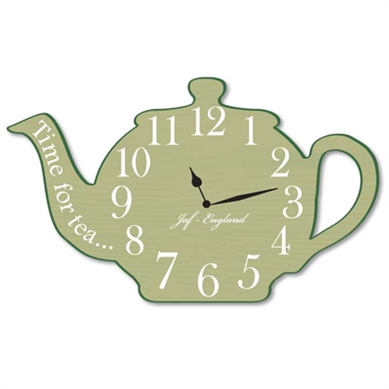 JAF Graphics. Vintage Teapot Clock, Teapot Shaped Wall Clock, Wooden ...