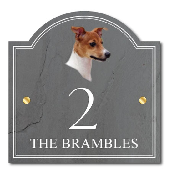 JAF Graphics. Jack Russell Dog Stone Effect House Sign