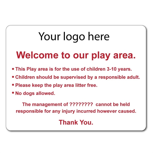 JAF Graphics. Custom Play Area Rules Sign
