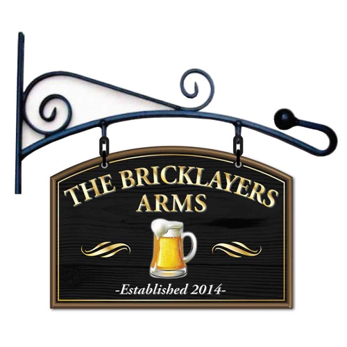 JAF Graphics. Curved Hanging Pub Sign & Bracket
