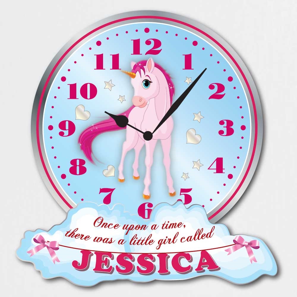 JAF Graphics. Unicorn Personalised Girls Bedroom Clock