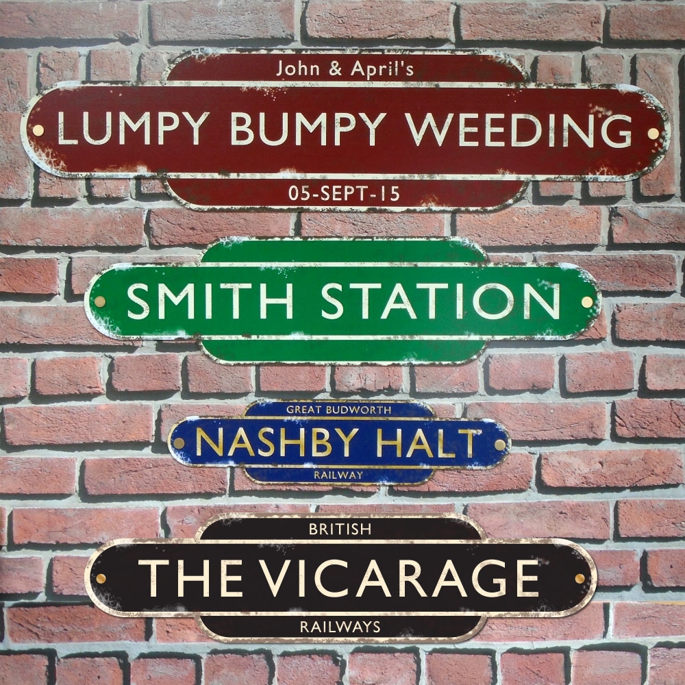 JAF Graphics. Aged Rusty Style Railway Station Totem Sign