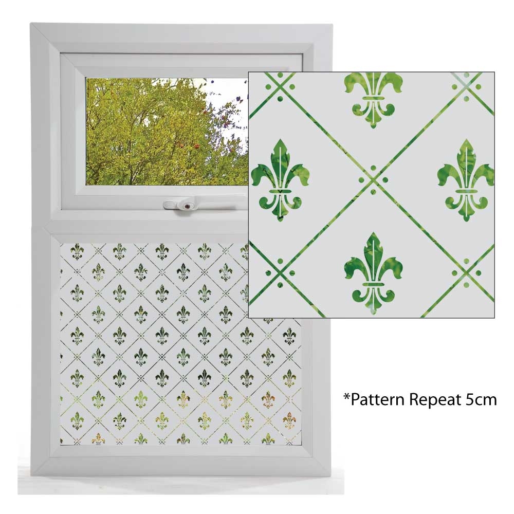 JAF Graphics. Traditional Etched Effect Window Film - Fleur-de-Lyes