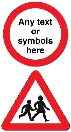 JAF Graphics. Triangular Road Sign any text or any symbol
