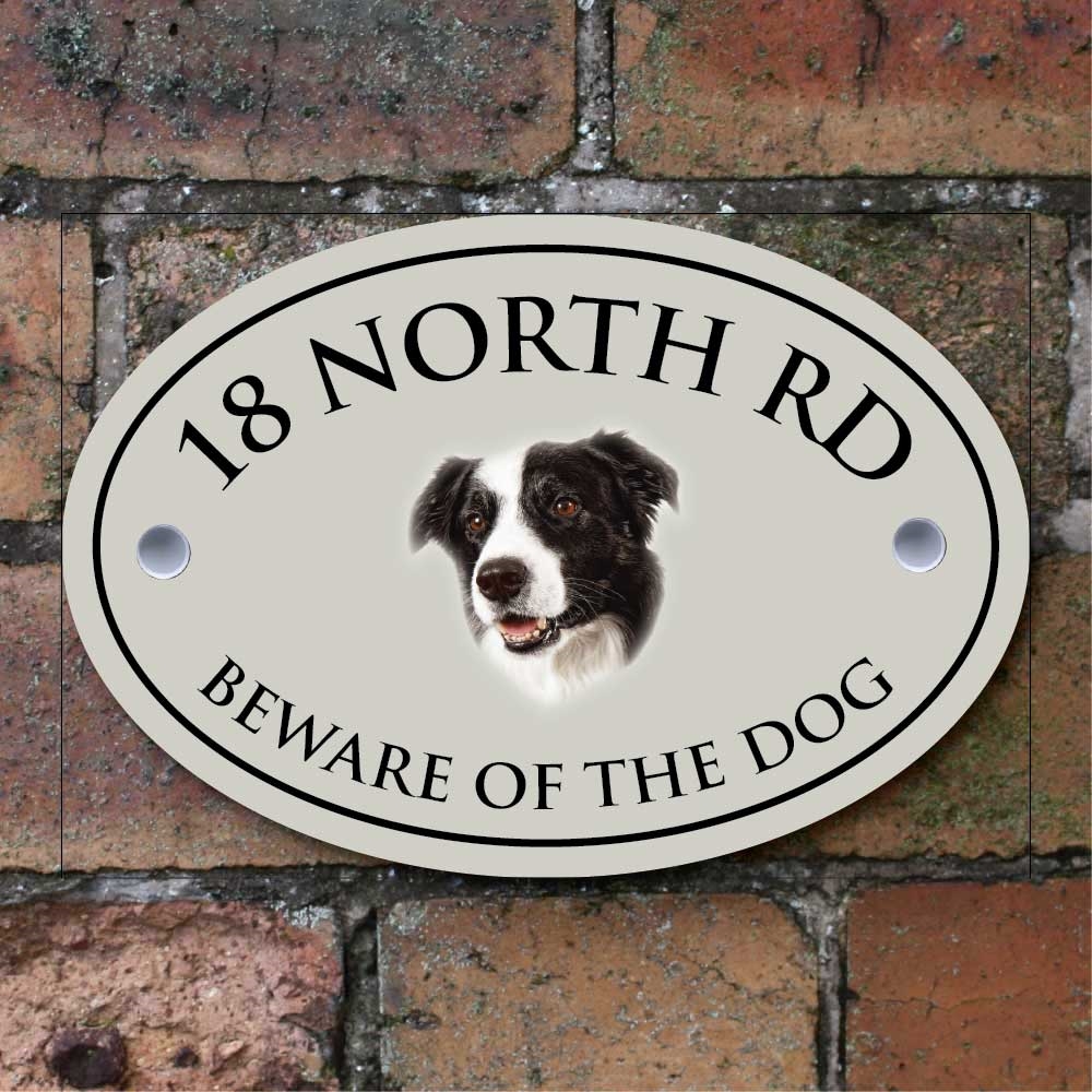 JAF Graphics. Collie Dog Oval Personalised House Plaque