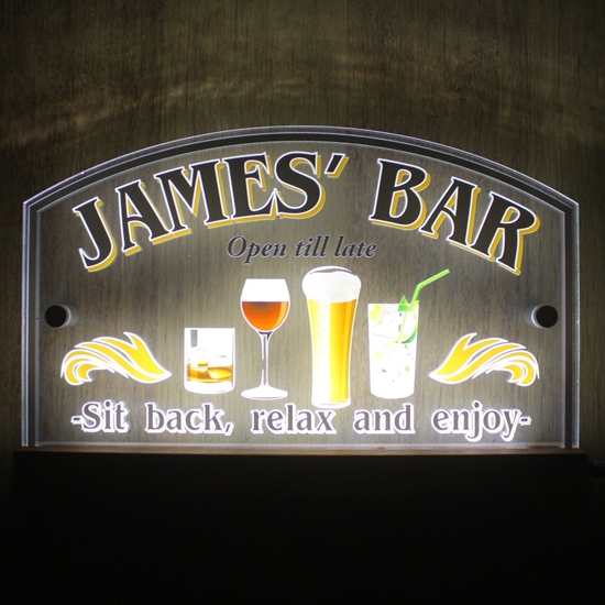 JAF Graphics. Light up wall mounted LED Bar Sign