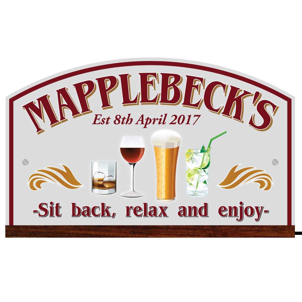 JAF Graphics. Light up wall mounted LED Bar Sign