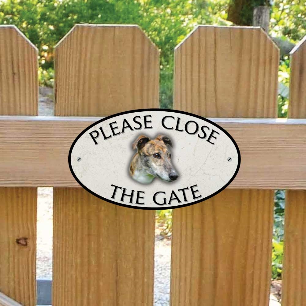 JAF Graphics. Please Close The Gate Sign, GREYHOUND