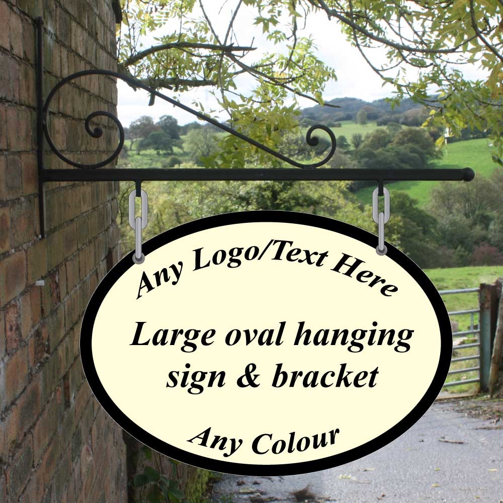 JAF Graphics. Large Oval Hanging Advertising Sign & Bracket