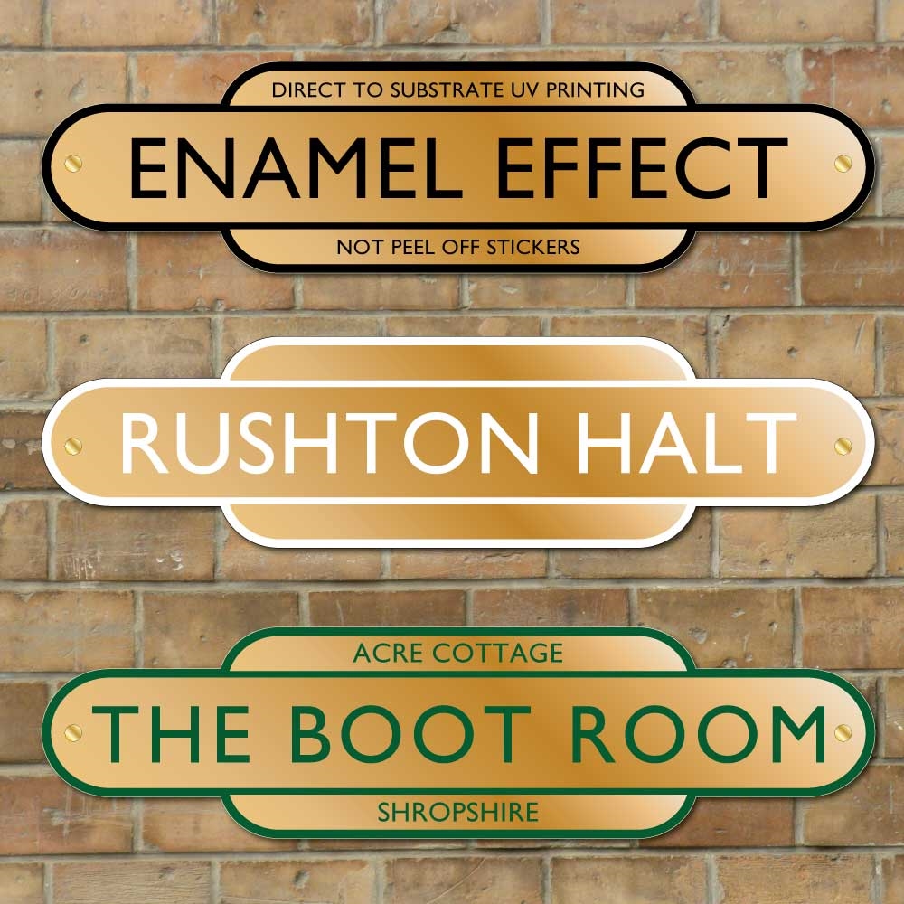 JAF Graphics. Gold Effect Classic Railway Station Totem Sign