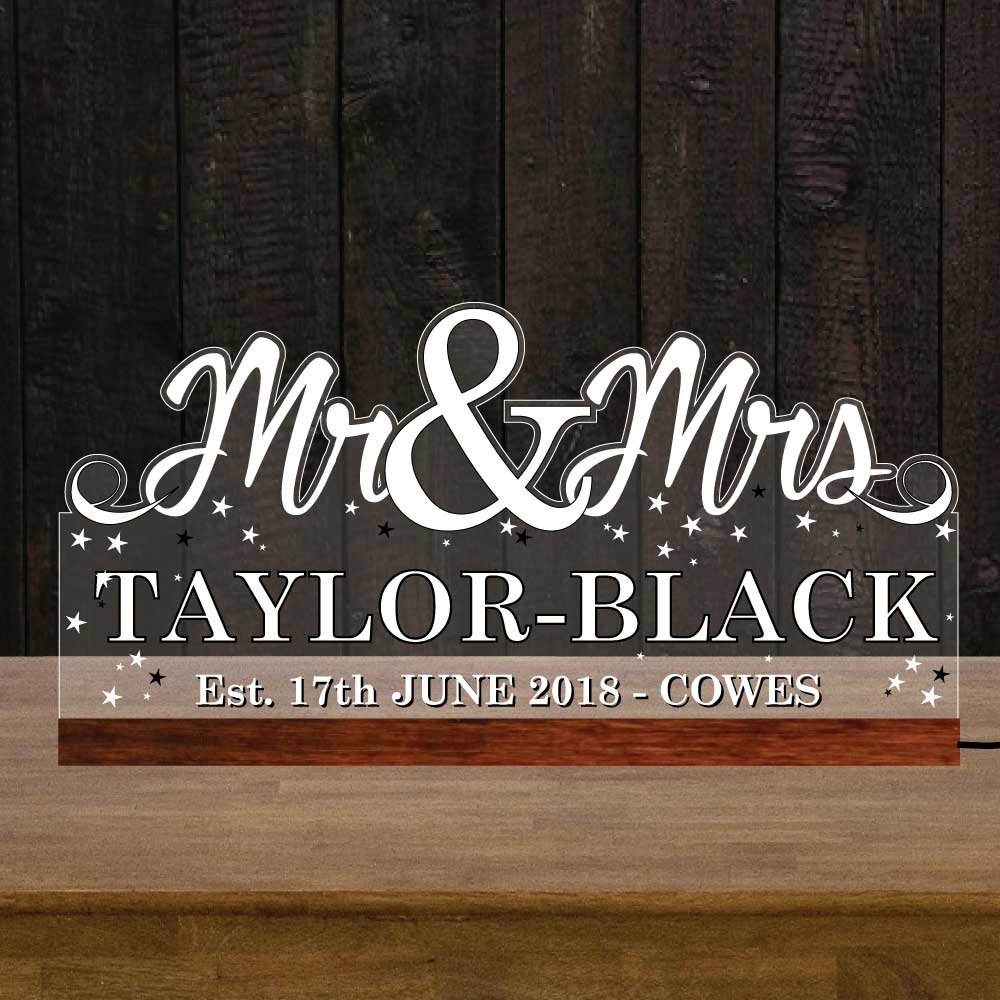JAF Graphics. Illuminated LED Mr & Mrs Table Sign