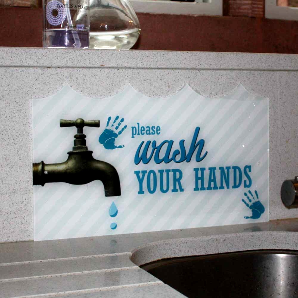 JAF Graphics. Wash Your Hands Tile Basin Splashback