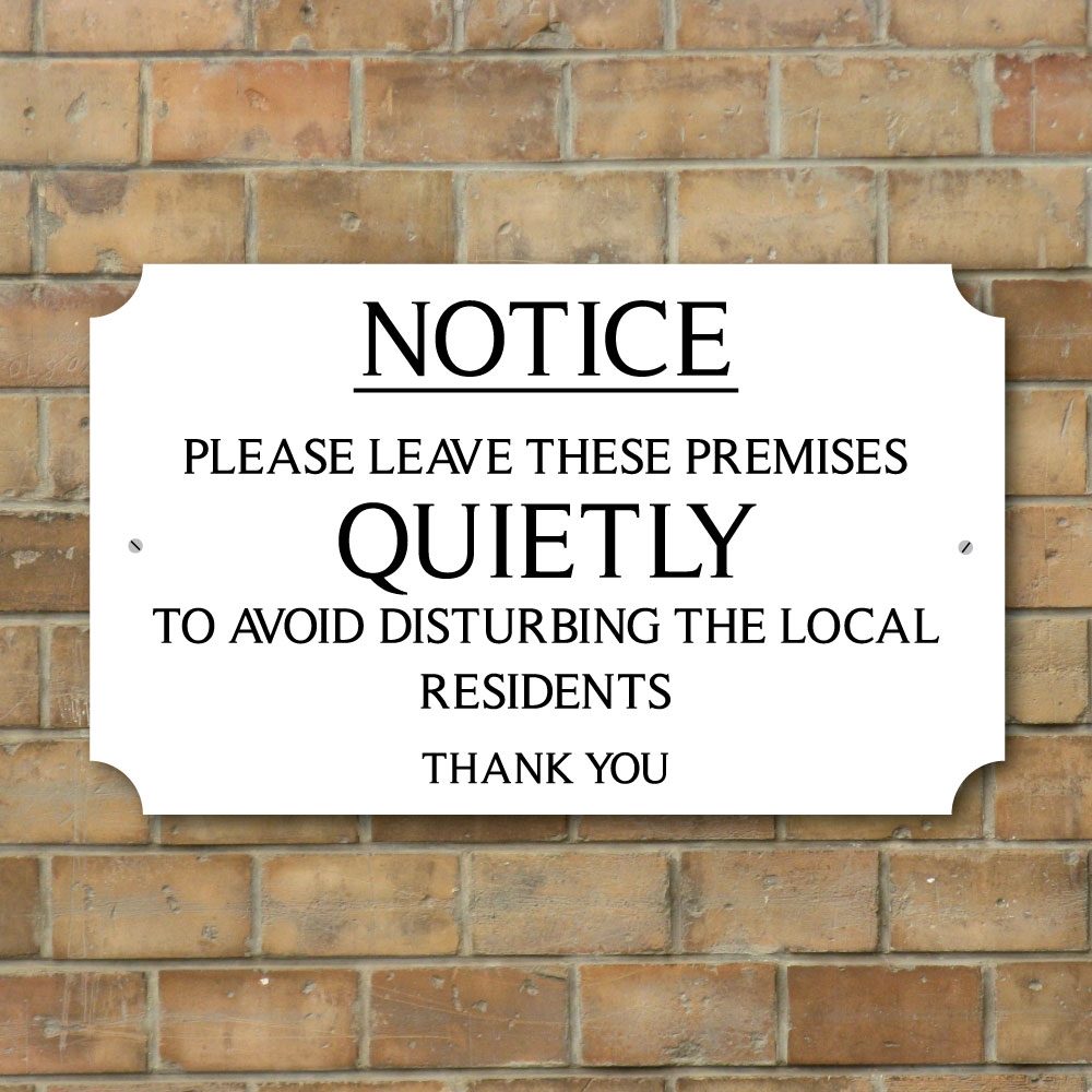 JAF Graphics. Pub Bar Restaurant Keep Quiet Sign