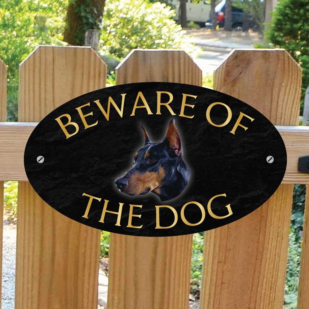 JAF Graphics. Doberman Pinscher Beware of The Dog Gate Sign