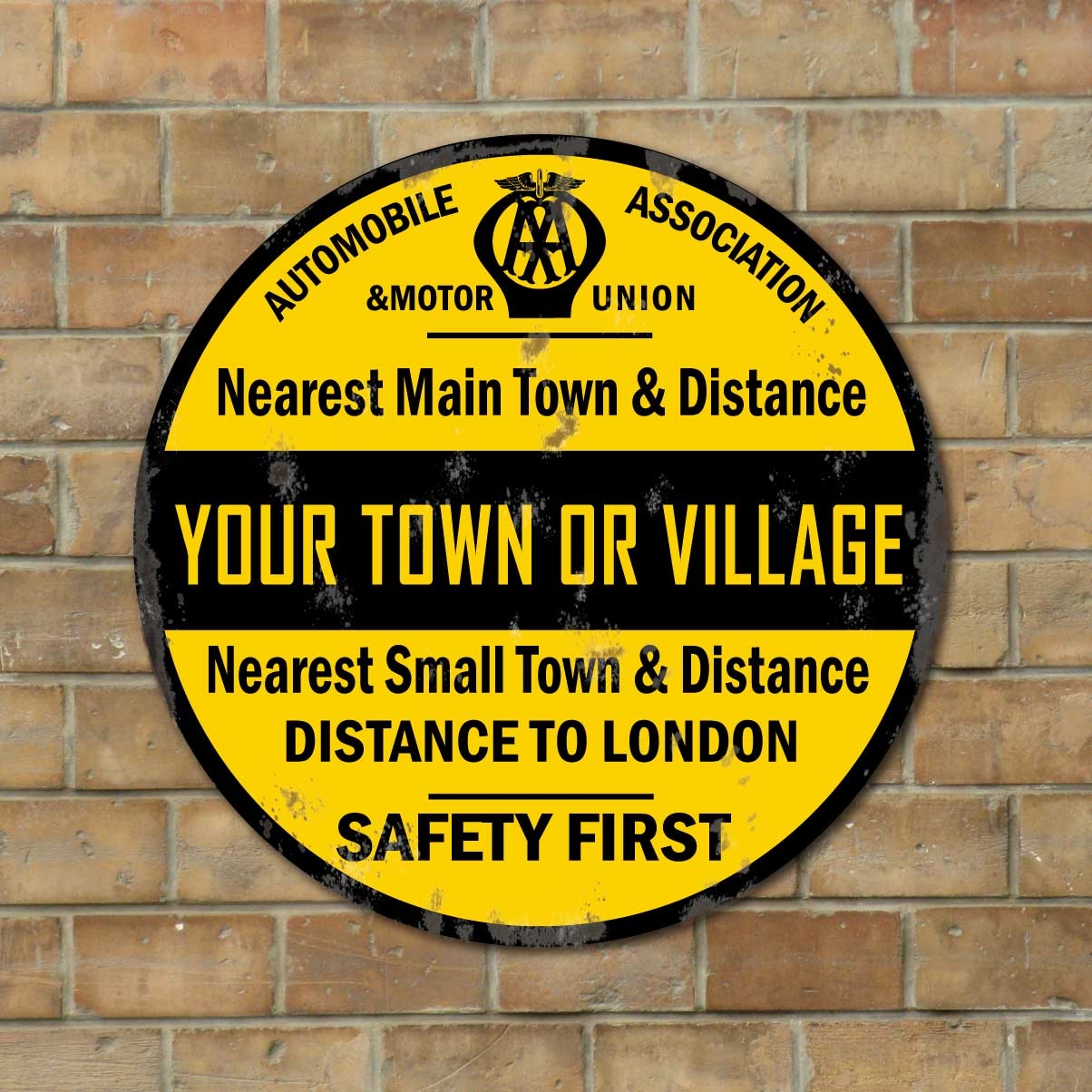 JAF Graphics. Replica Old AA Distance Village Sign