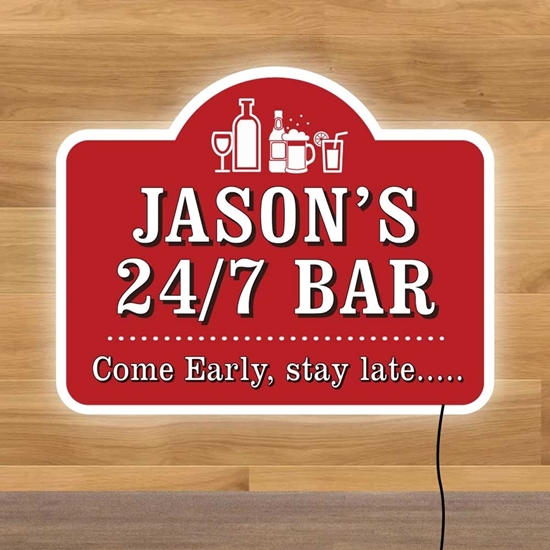 JAF Graphics. Wall mounted light up bar sign