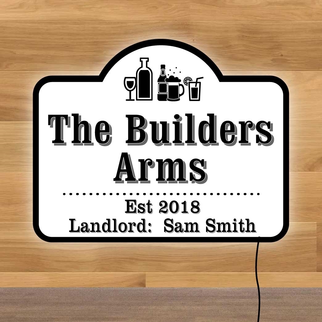 JAF Graphics. Wall mounted light up bar sign