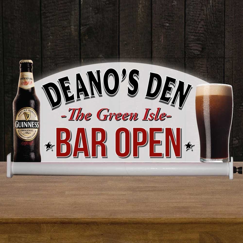 JAF Graphics. Light-up Bar Sign with Guinness and bottle logo