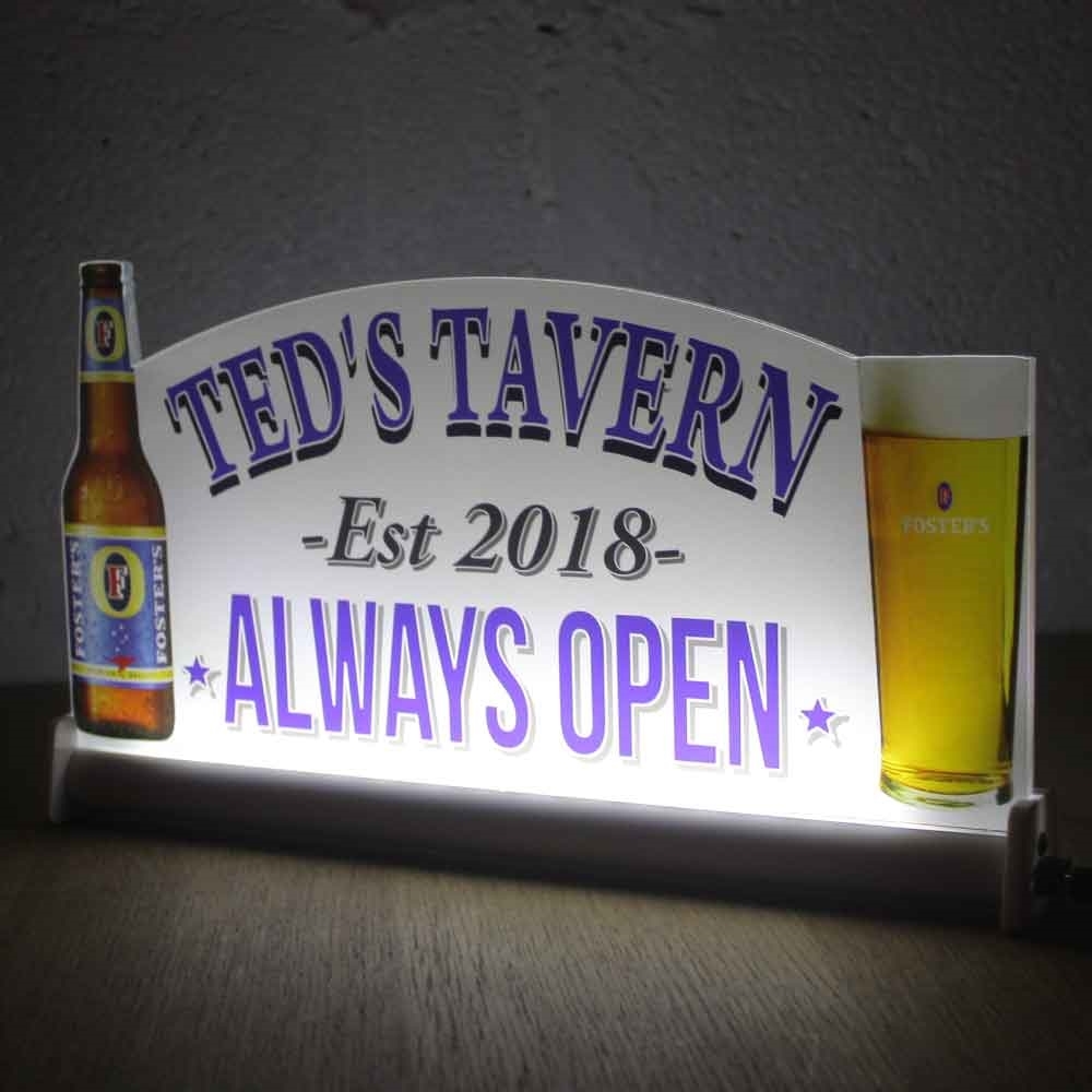 JAF Graphics. Light-up Bar Sign with Fosters pint and bottle