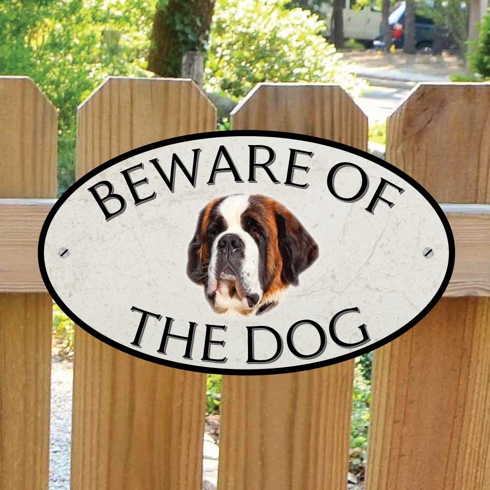 JAF Graphics. St Bernard Beware of The Dog Gate Sign