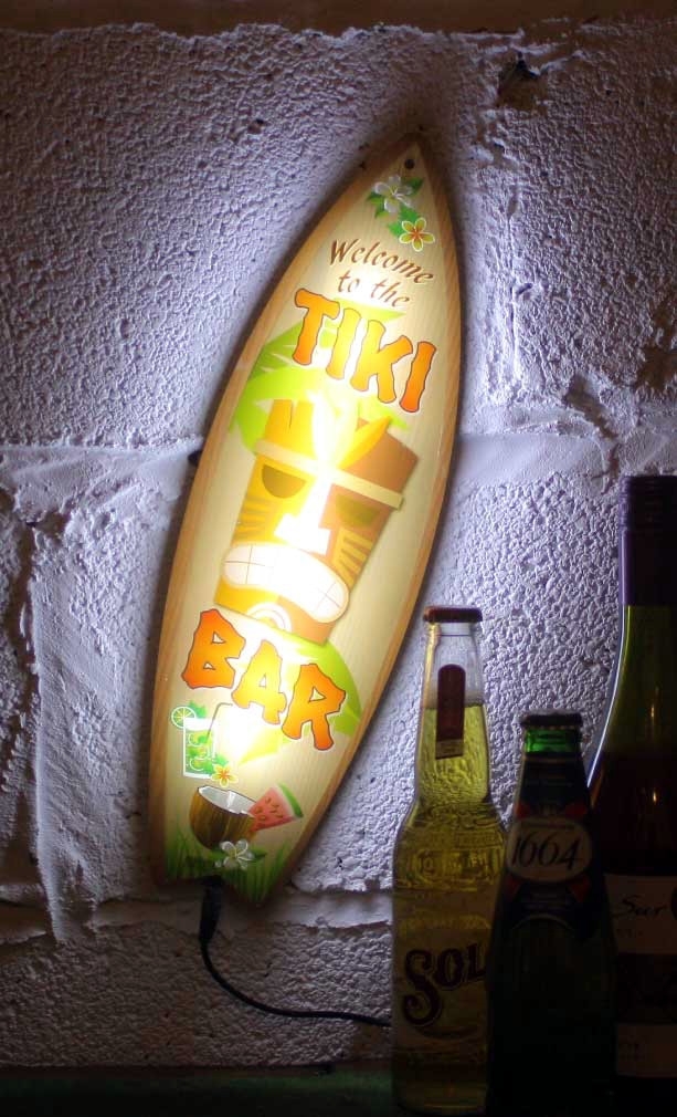 JAF Graphics. Tiki Bar Light Up Surfboard Sign