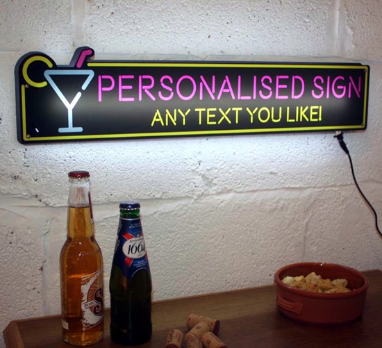 JAF Graphics. LED Light up home bar cocktail sign