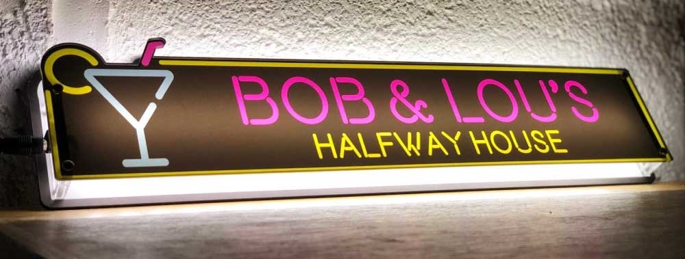 JAF Graphics. LED Light up home bar cocktail sign