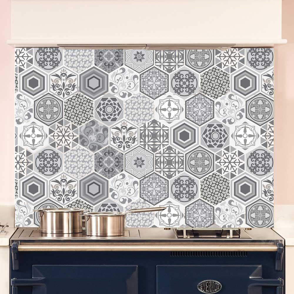 JAF Graphics. Grey Patterned Tile Glass Splashback