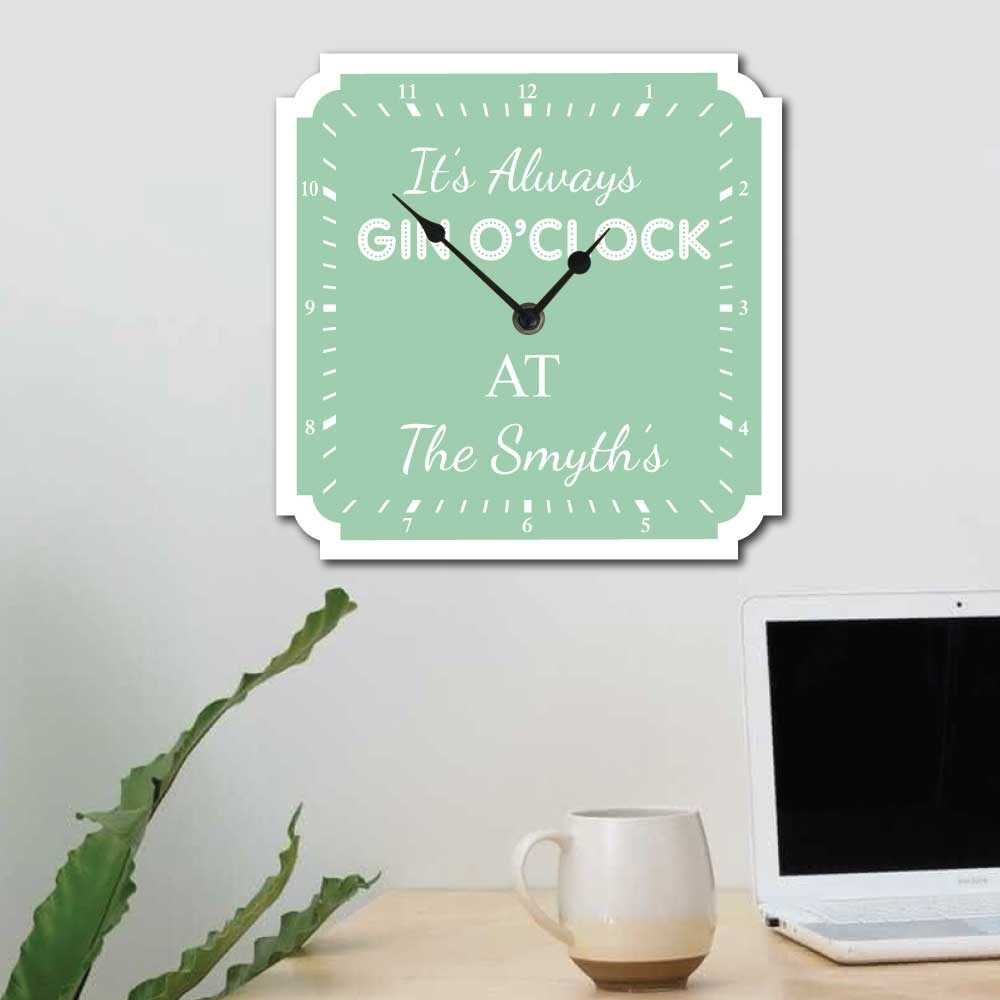 JAF Graphics. Personalised Gin O'clock Wall Clock Home Bar Gin Clock