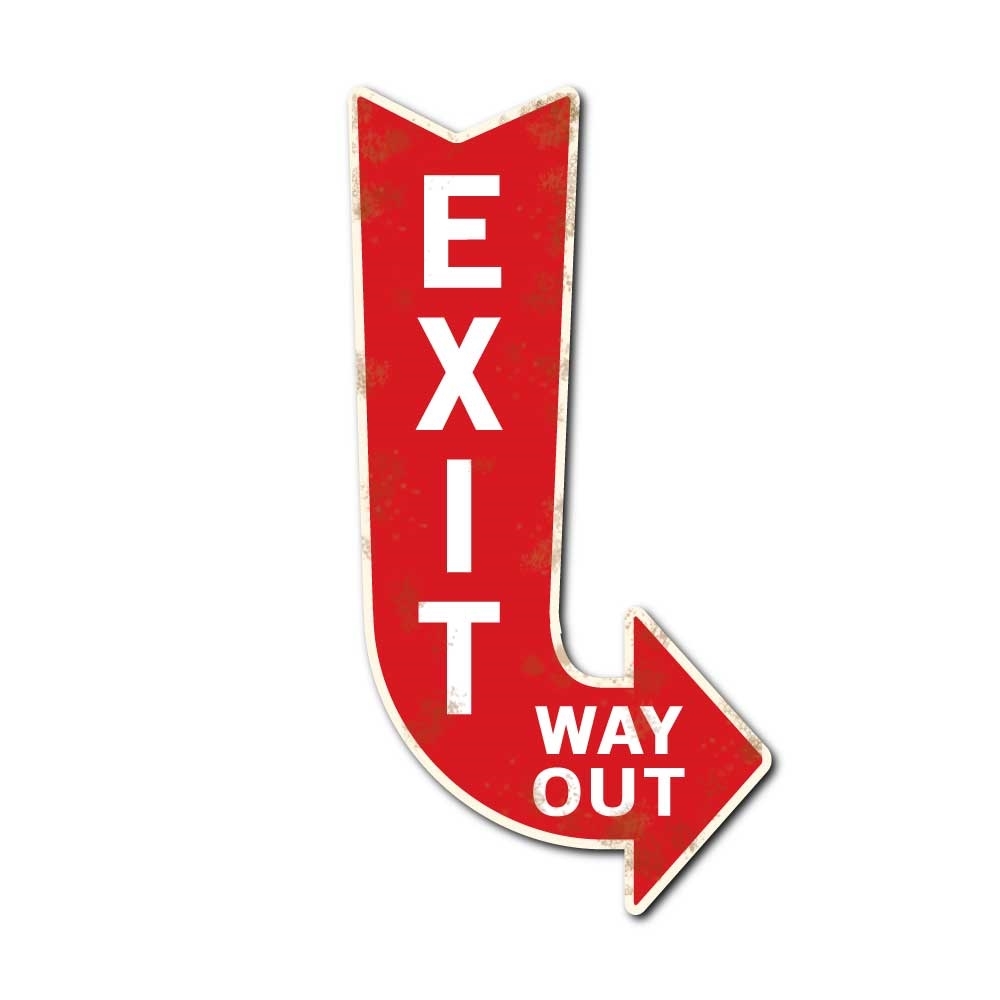 JAF Graphics. Vintage Style Exit Way Out Arrow-TRADE