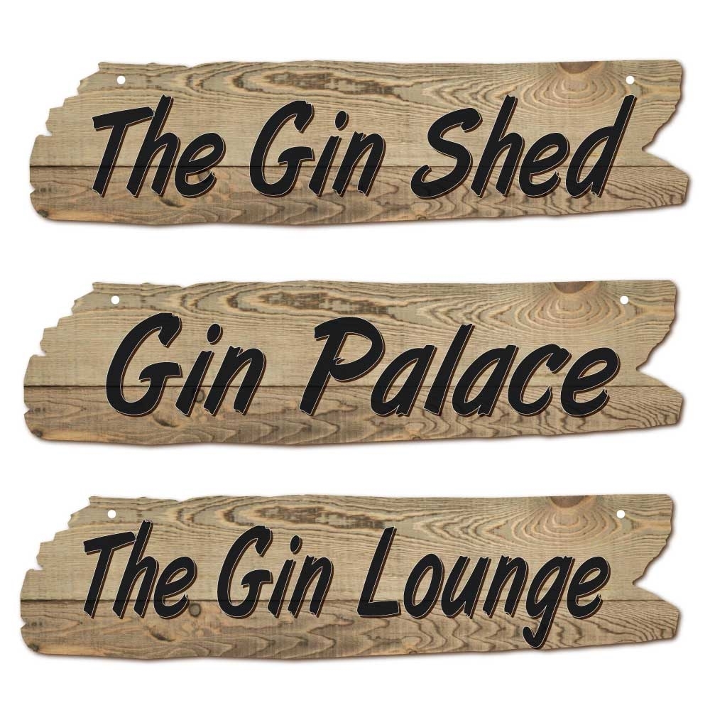 JAF Graphics. Driftwood Effect Gin Bar Sign