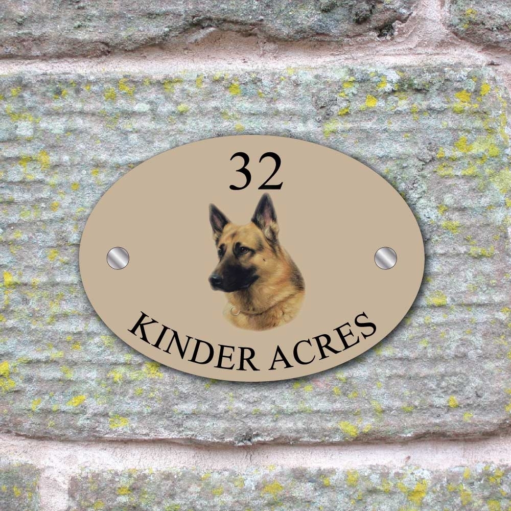 JAF Graphics. Personalised German Shepherd Oval House Sign