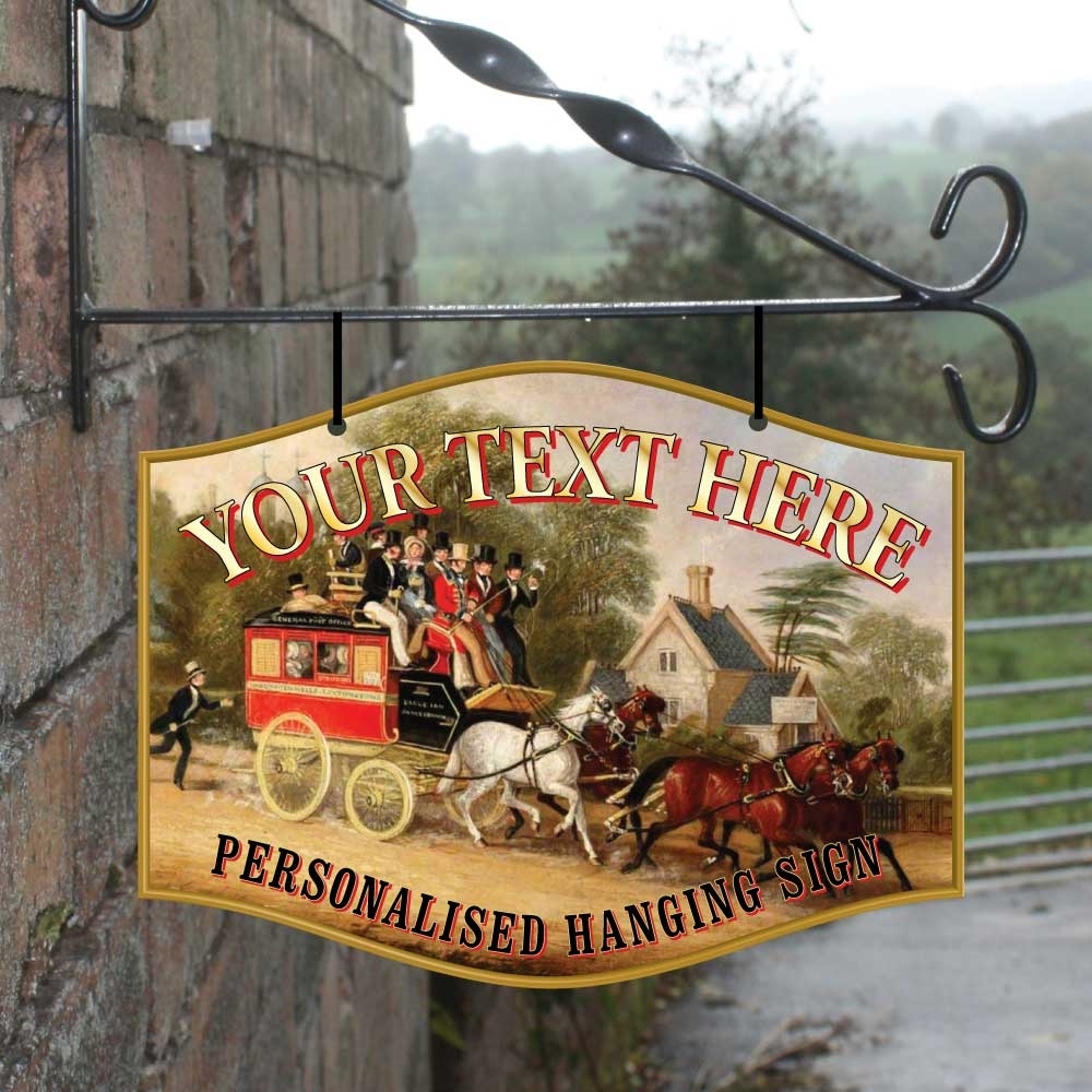 JAF Graphics. The Coach and Horses Personalised Home Bar Hanging Pub Sign