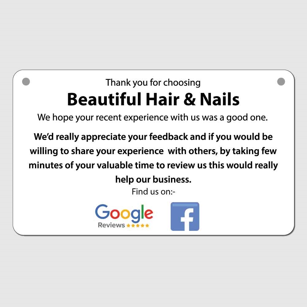 JAF Graphics. Personalised Business Feedback Review Sign