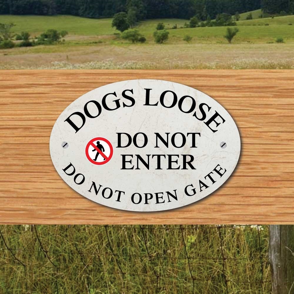 JAF Graphics. DOGS LOOSE Sign, NO ENTRY Pet Gate Sign